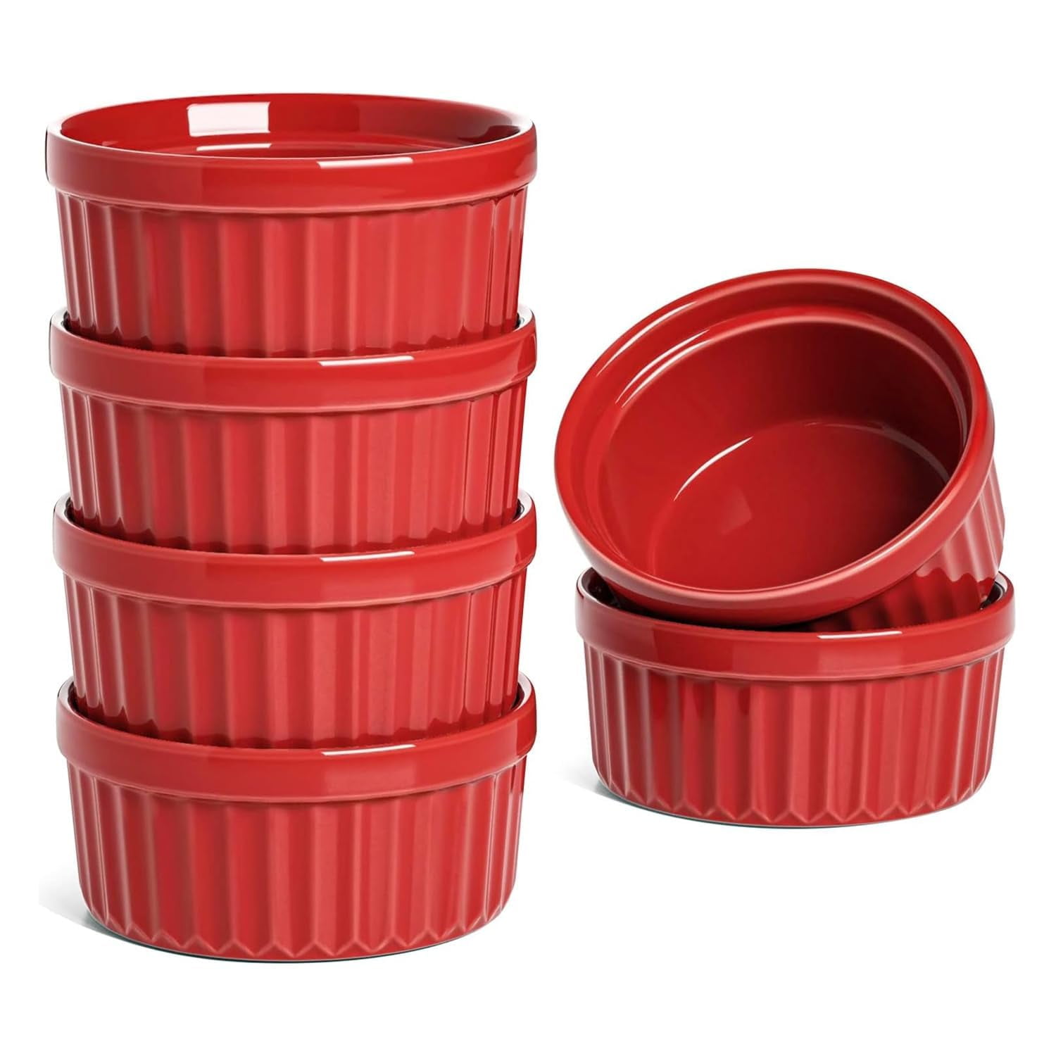 6 Pieces 8 oz Porcelain Ramekins for Souffle, Creme Brulee, Lava Cake ...