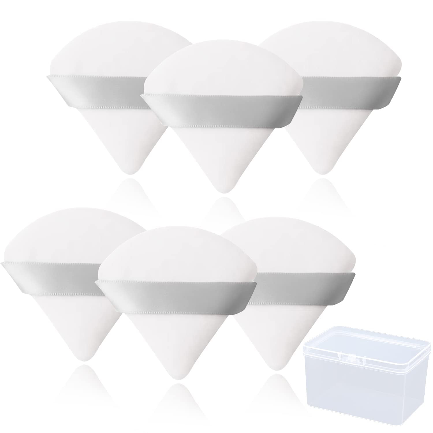 6 Pieces Powder Puff Face Triangle Makeup Puff, Velour Soft Washable ...