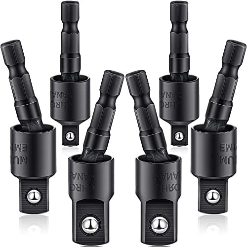 6 Pieces Power Drill Sockets Adapter Set Impact Driver Wobble Socket Adapter 360 Degree ...