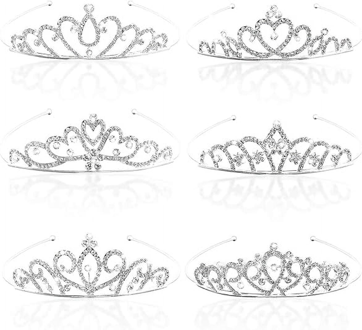 6 Pieces Princess Crowns for Little Girls Rhinestone Queen Crowns ...