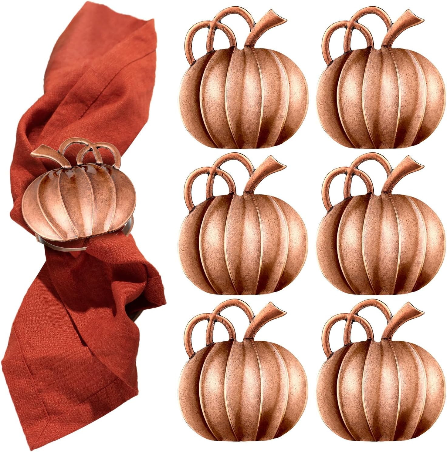 6 Pieces Pumpkin Napkin Rings Fall Napkin Holders Thanksgiving ...