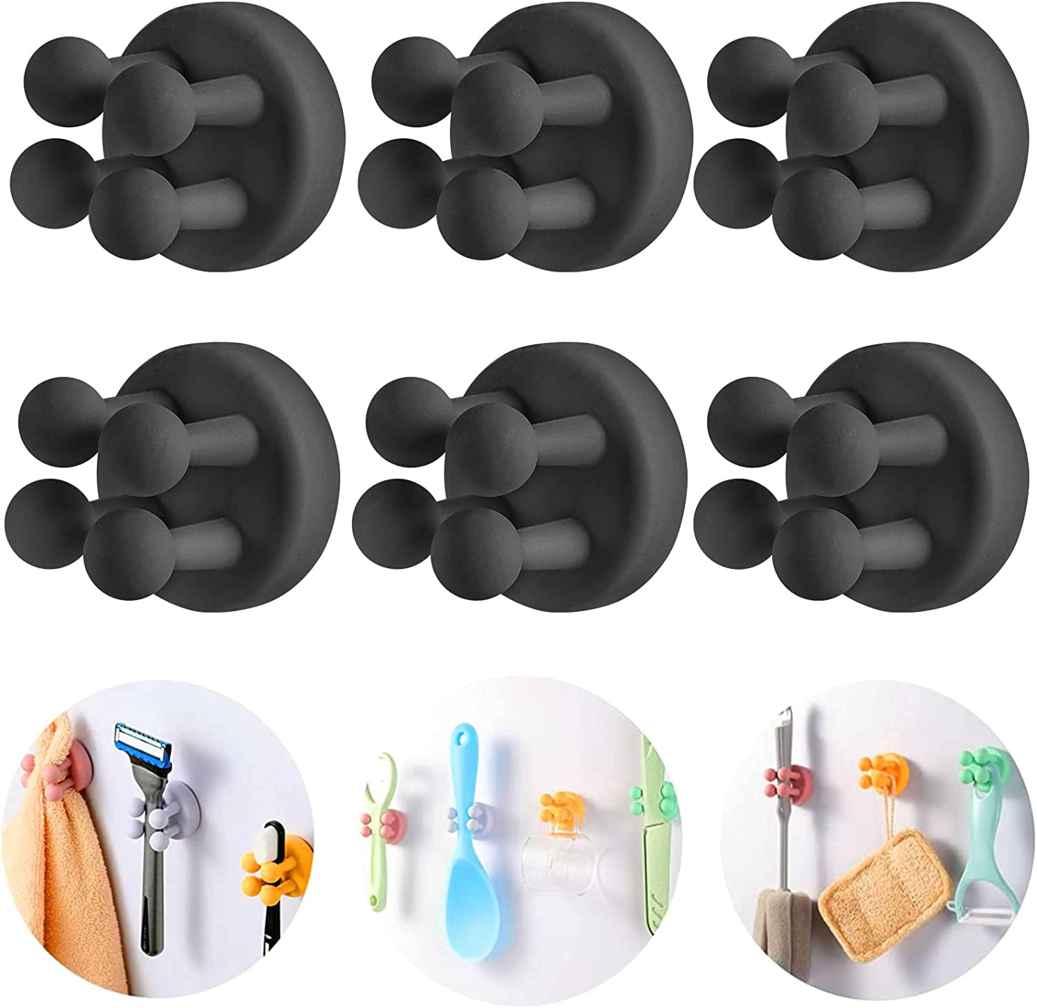 6 Pieces Razor Holder for Shower, Wall Mounted Toothbrush Holder Self ...