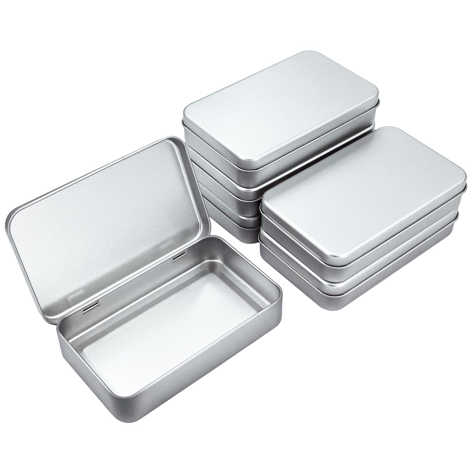 6 Pieces Rectangular Metal Empty Hinged Tins Containers Basic ...
