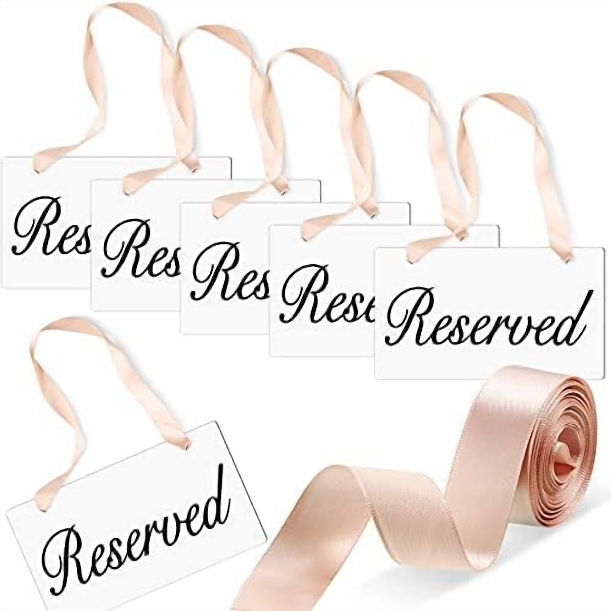 6 Pieces Reserved Signs for Wedding Wood Chair Reserved White Hanging ...