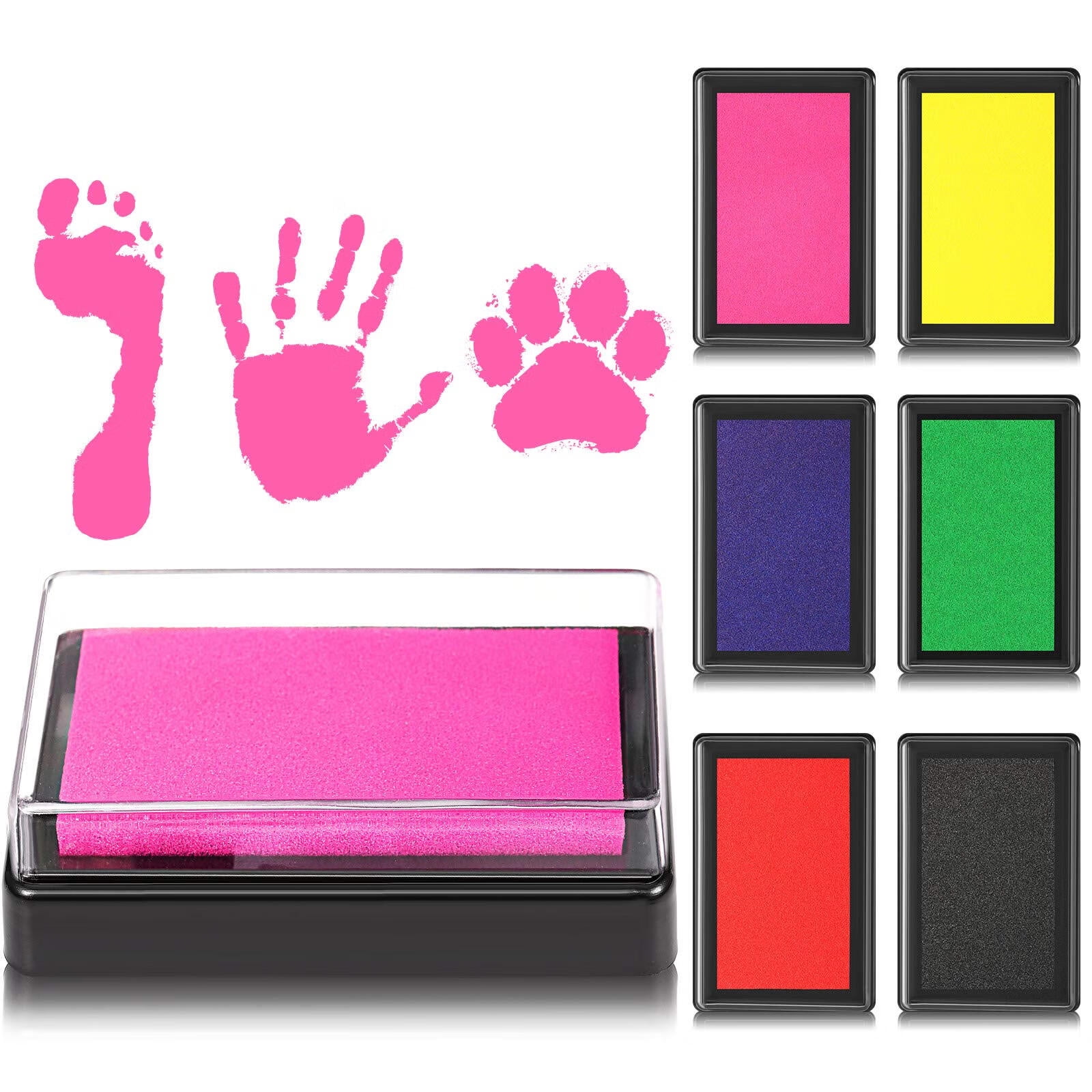 6 Pieces Reusable Ink Pad for Baby Footprint Handprint Paw Print,Non ...