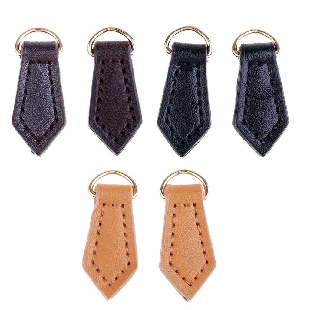 6 Pieces Rhombus Diamond Shape Leather Zipper Heads Zip Puller Pendant ...