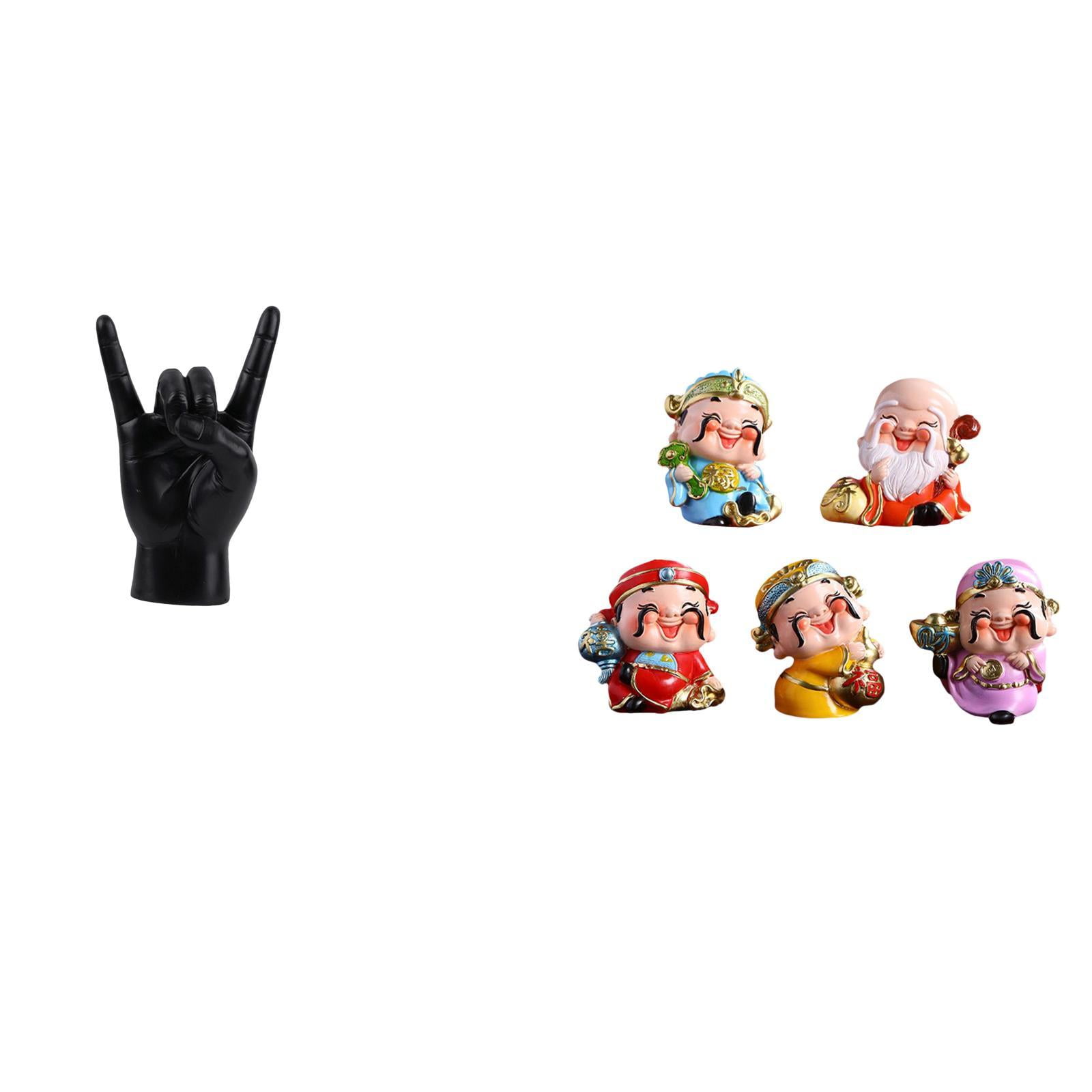 6 Pieces Rock Gesture Statue Hand Figurines Creative Resin Shelf Art ...