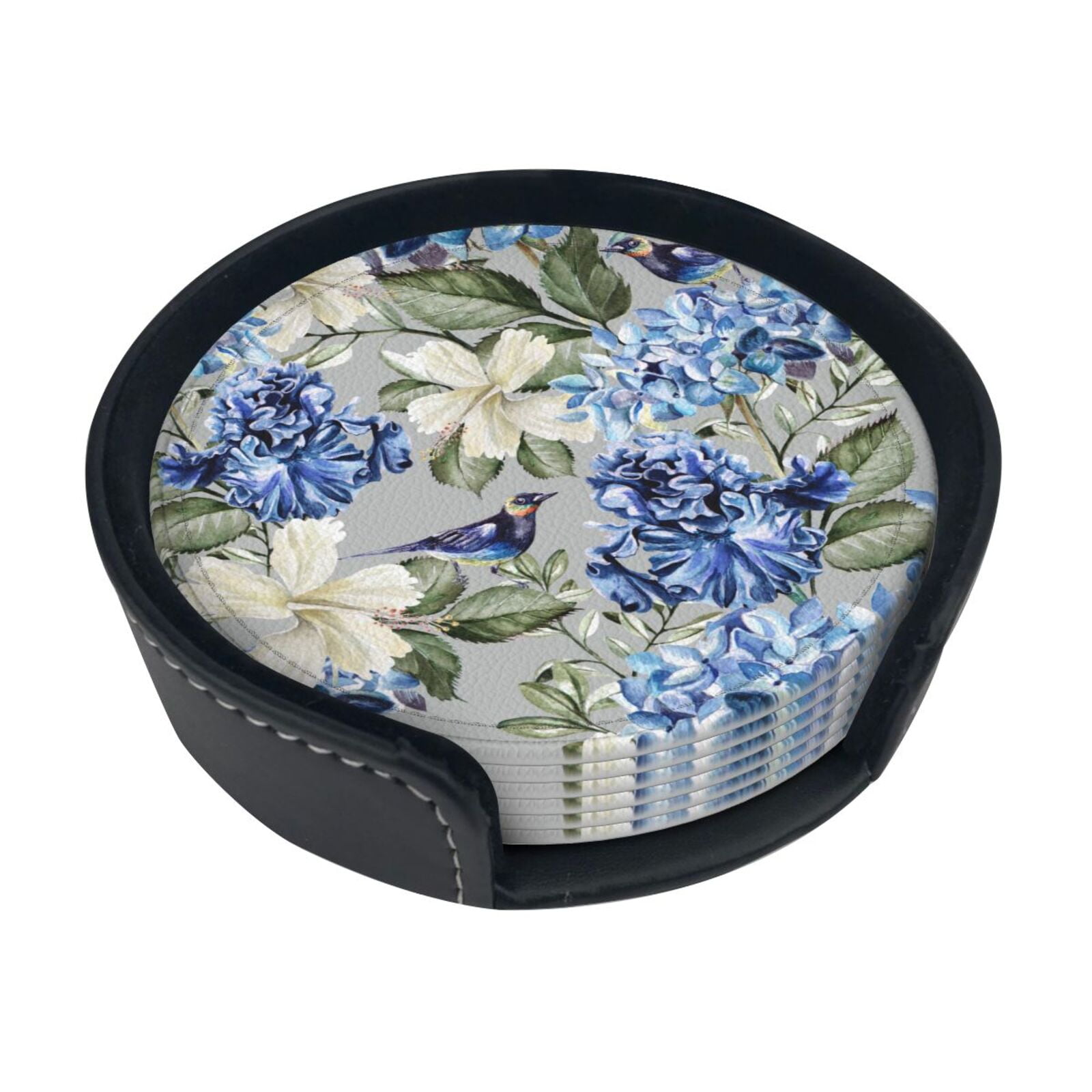 6 Pieces Of Round Leather Coasters Anti-Fouling And Anti-Ironing ...