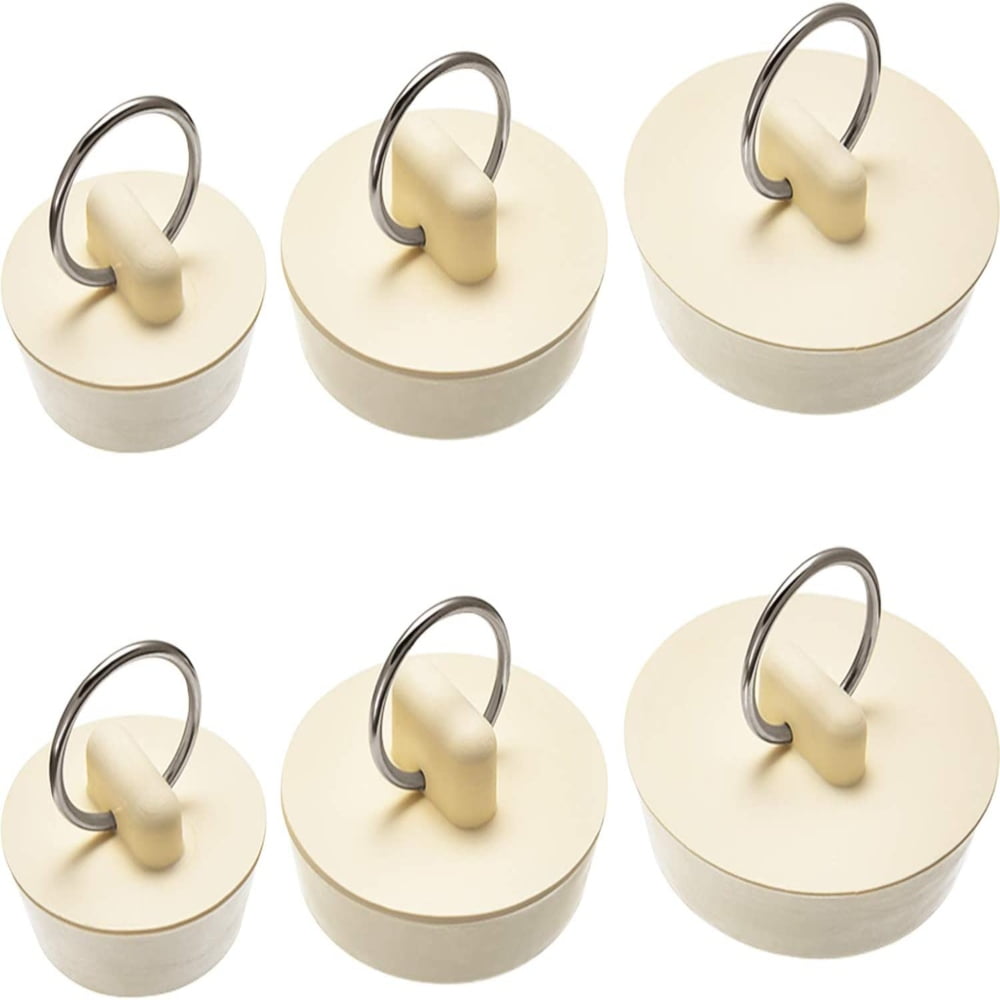 6 Pieces Rubber Sink Stopper Set Drain Stopper Plug with Hanging Ring ...
