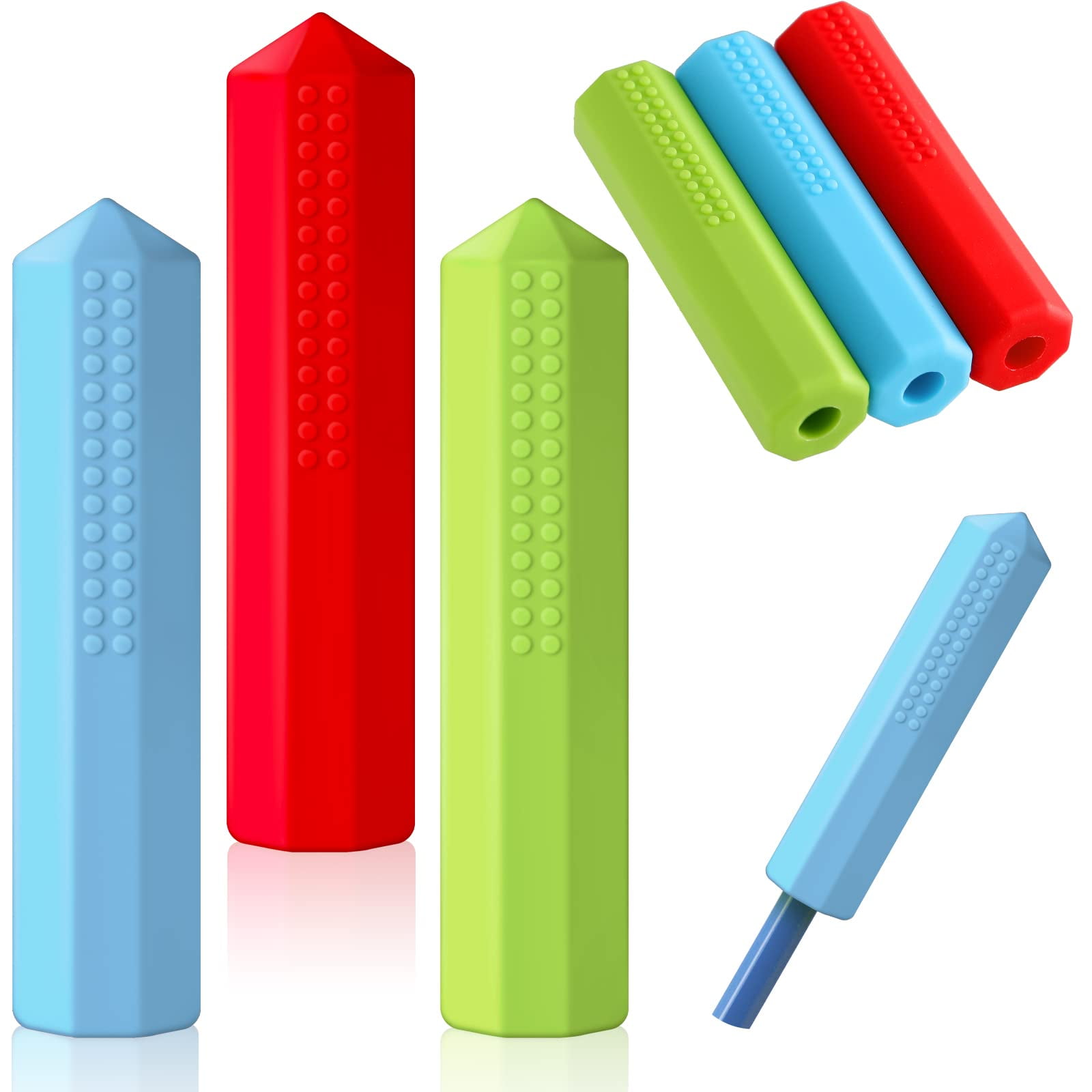 6 Pieces Sensory Chew Pencil Toppers Set Chewable Pencil Toppers Autism ...