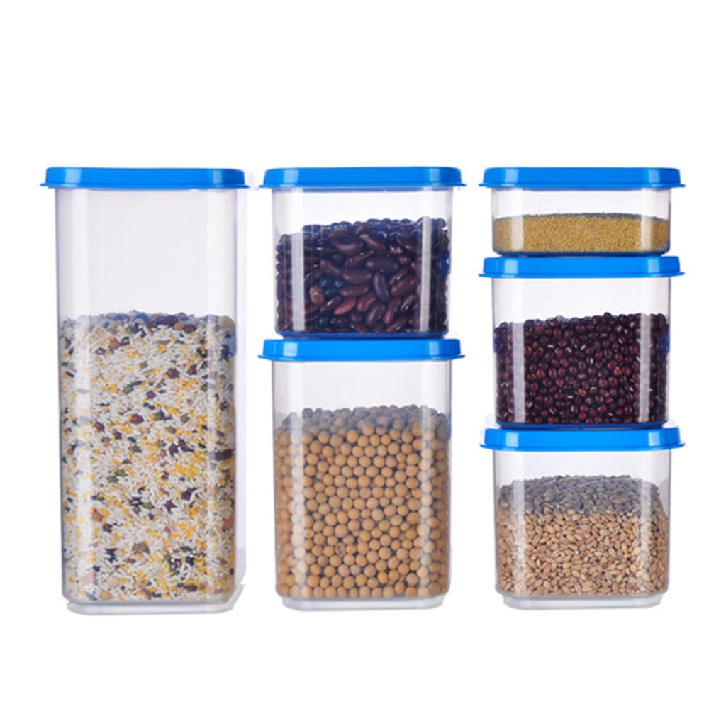 6 Pieces Set Square Organization Sealed Design for Grains Dry Goods ...