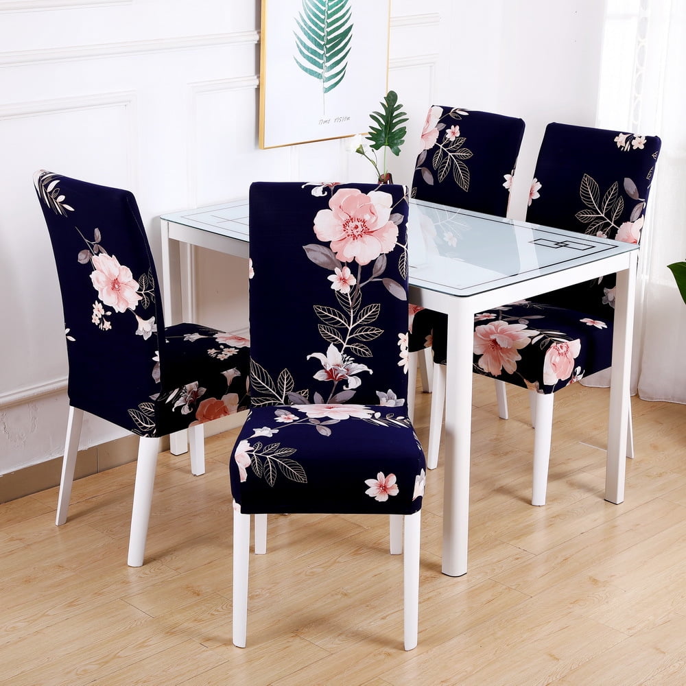 6 Pieces Sets Polyester Spandex Stretch Dining Room Chair Covers ...