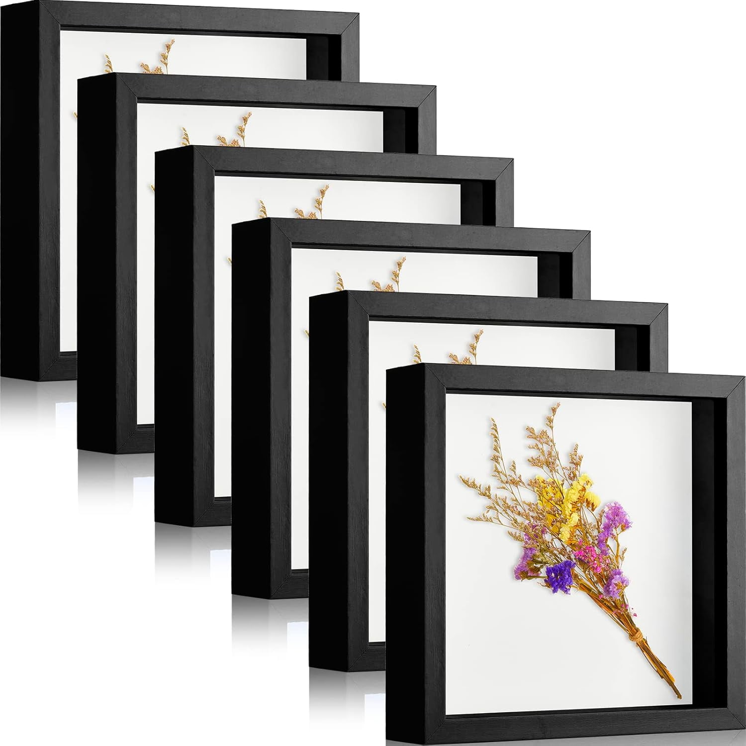 6 Pieces Shadow Box Picture Frame Square Shadow Boxes Display Cases for ...