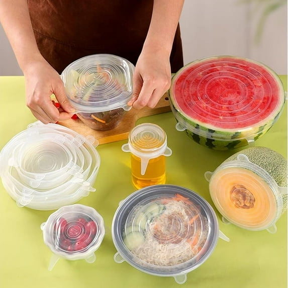 6 Pieces Silicone Stretch Lids, Reusable Bowl Food Storage Covers ...