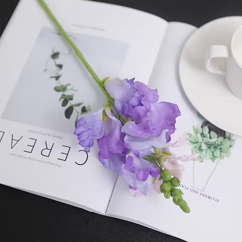 6 Pieces Silk Fabric Artificial Violets - Elegant Minimalist Floral ...