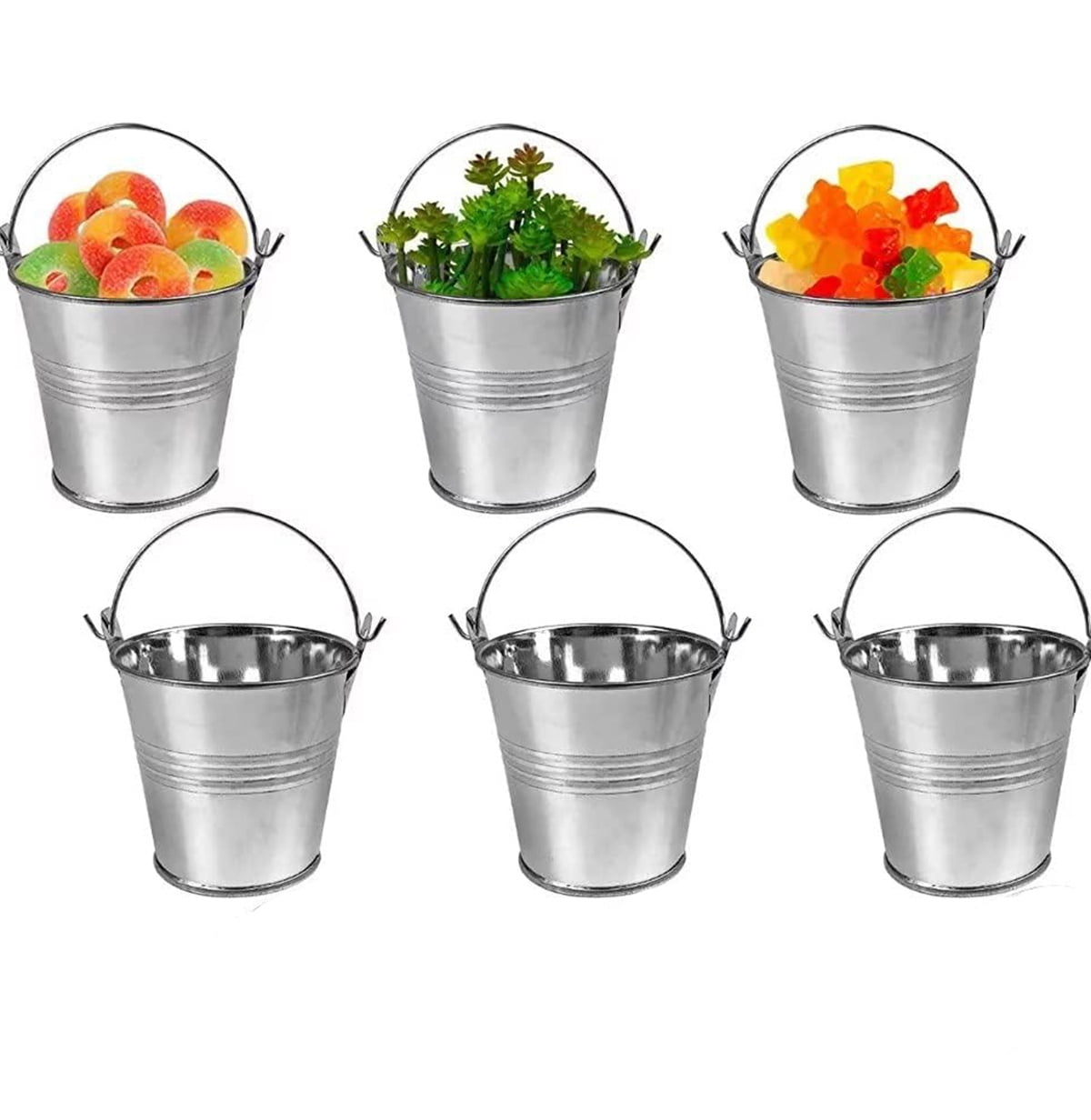 6 Pieces Small Galvanized Buckets Small Metal Buckets Mini Tin Pails ...
