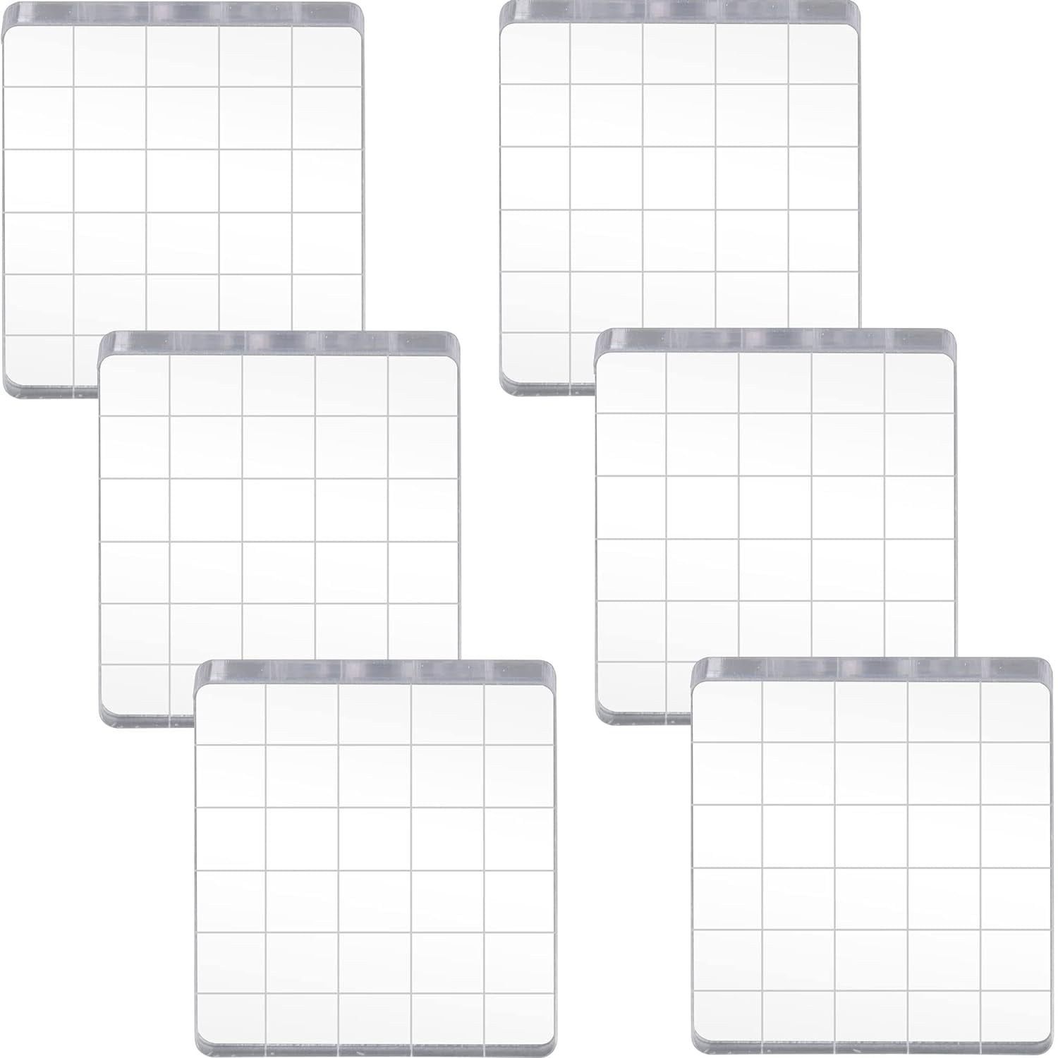 6 Pieces Stamp Block Clear Acrylic Stamping Blocks Tools Set with Grid ...