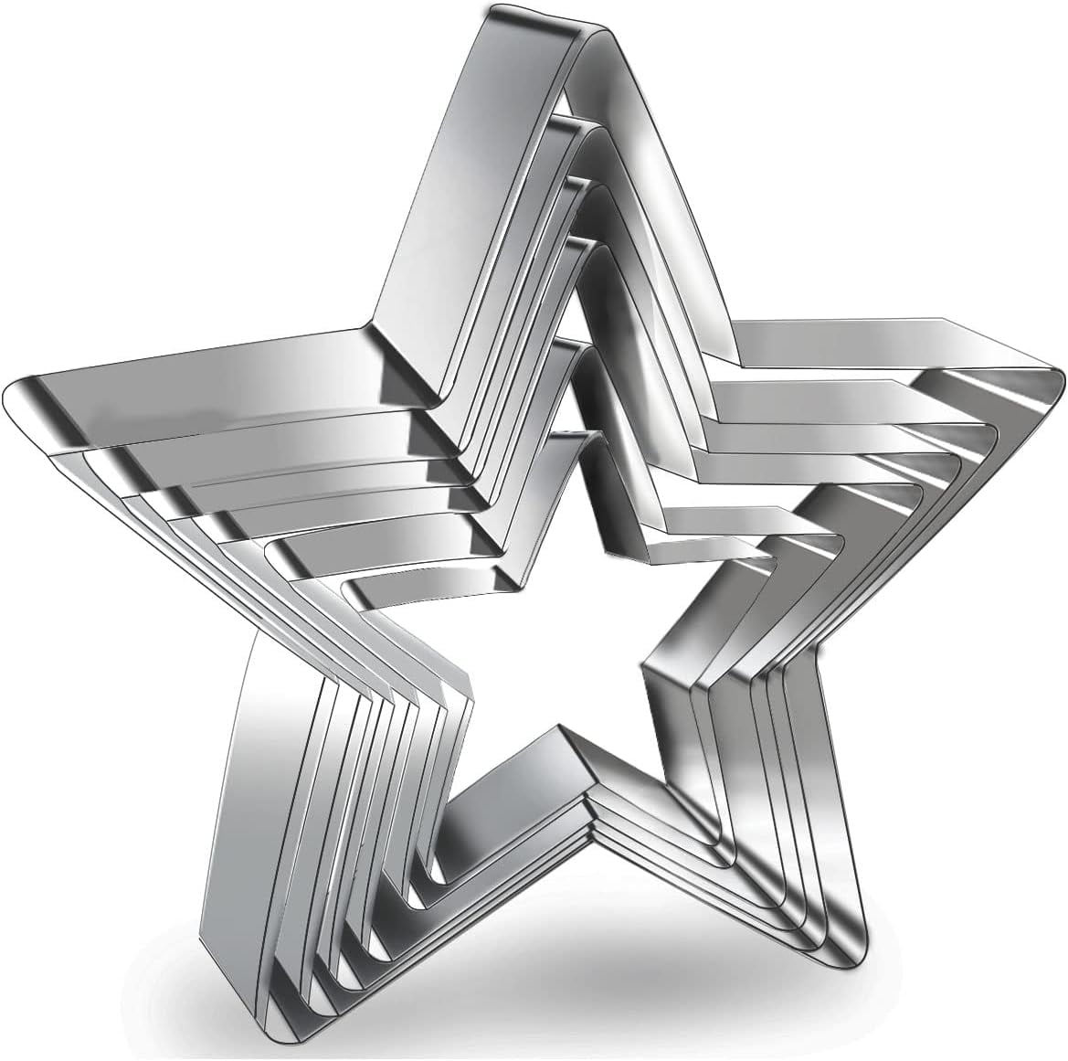 6 Pieces Star Cookie Cutters Set - Stainless Steel Five-Pointed Shaped ...