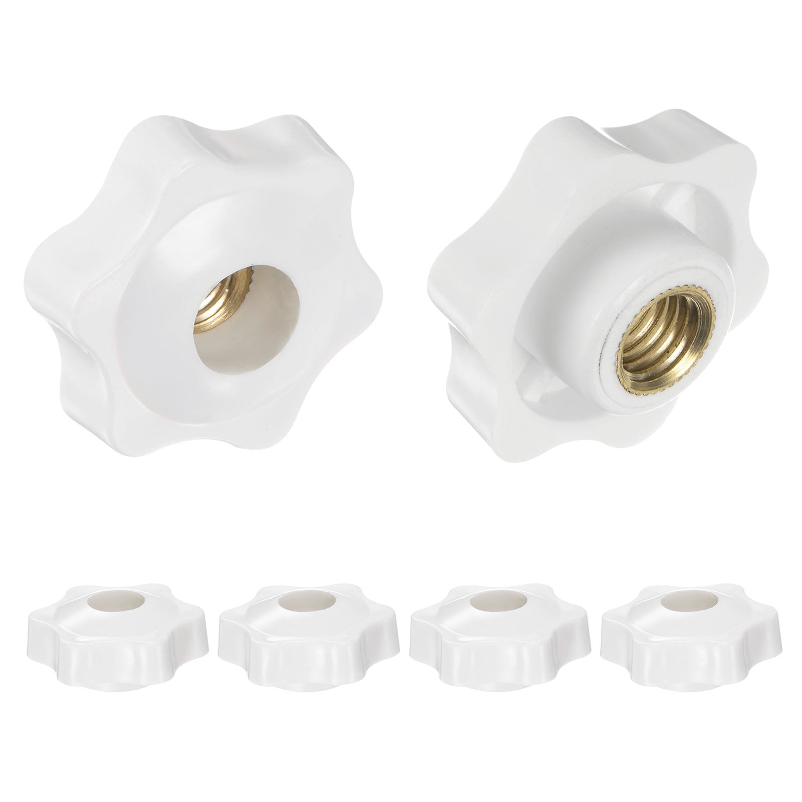 6 Pieces Star Knobs M10 Thread 38mm 6-Point Head Brass Insert Through ...