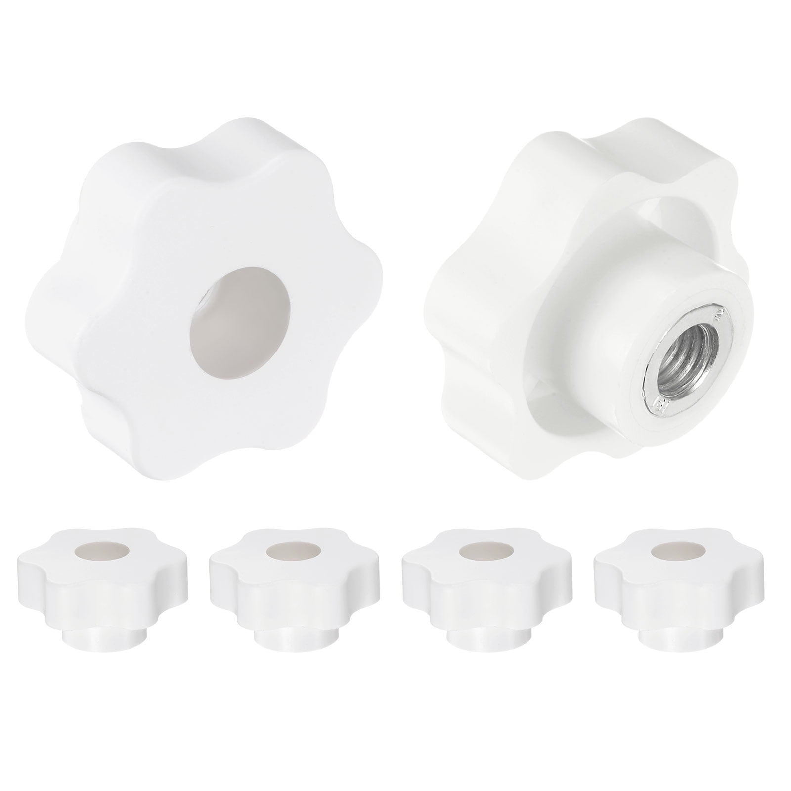 6 Pieces Star Knobs M10 Thread 48mm 6-Point Head Metal Insert Through ...