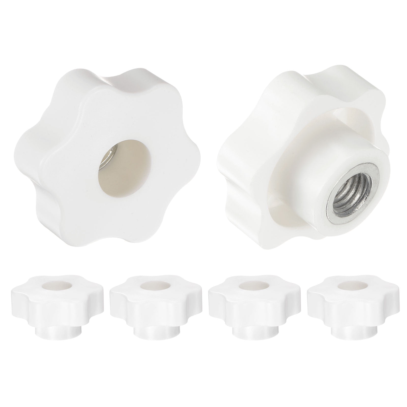 6 Pieces Star Knobs M12 Thread 48mm 6-Point Head Metal Insert Through ...