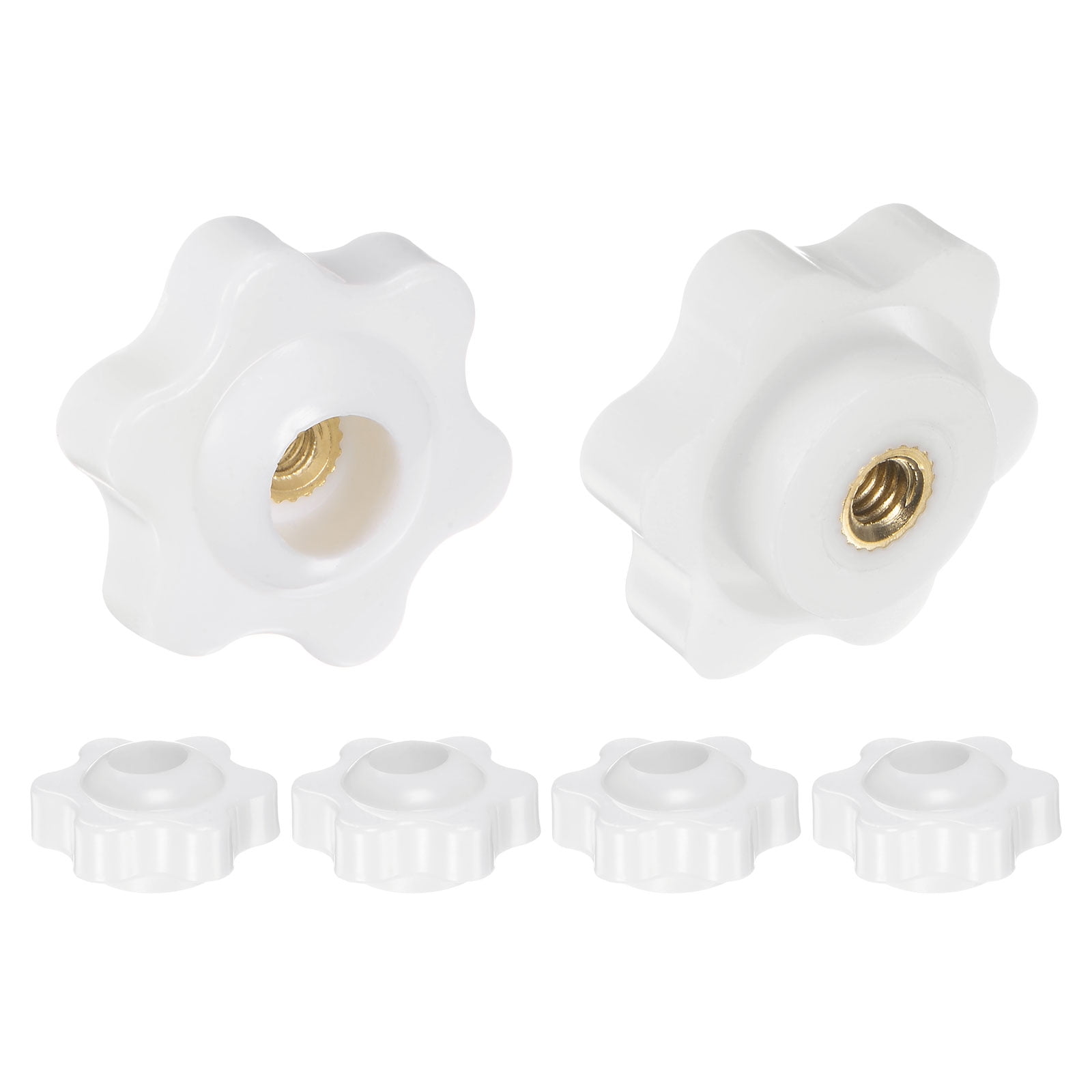 6 Pieces Star Knobs M4 Thread 25mm 6-Point Head Brass Insert Through ...