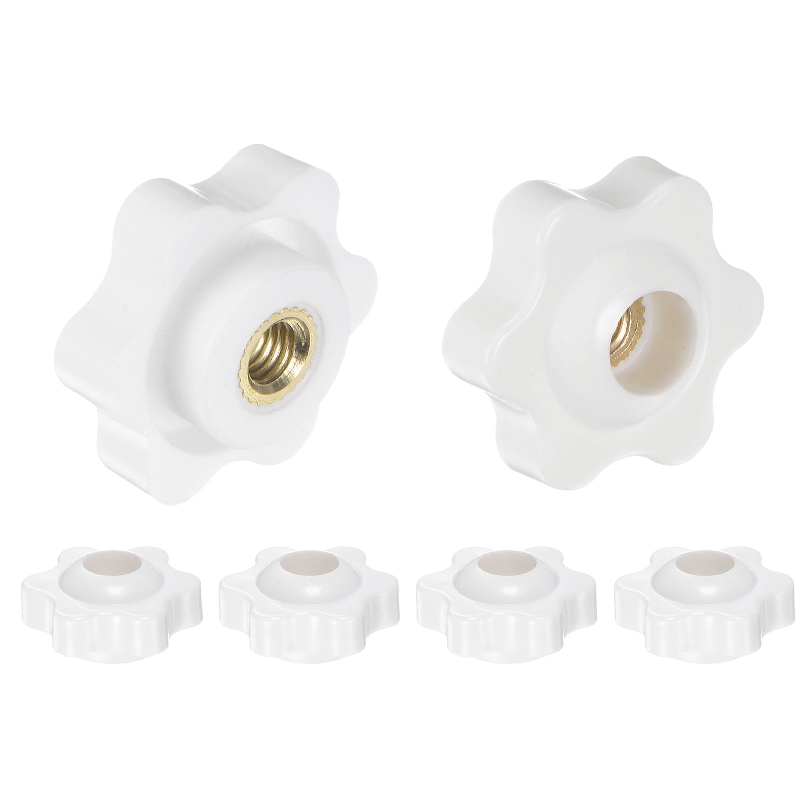 6 Pieces Star Knobs M5 Thread 25mm 6-Point Head Brass Insert Through ...