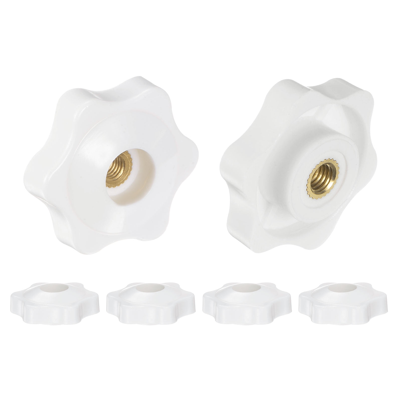 6 Pieces Star Knobs M5 Thread 32mm 6-Point Head Brass Insert Through ...