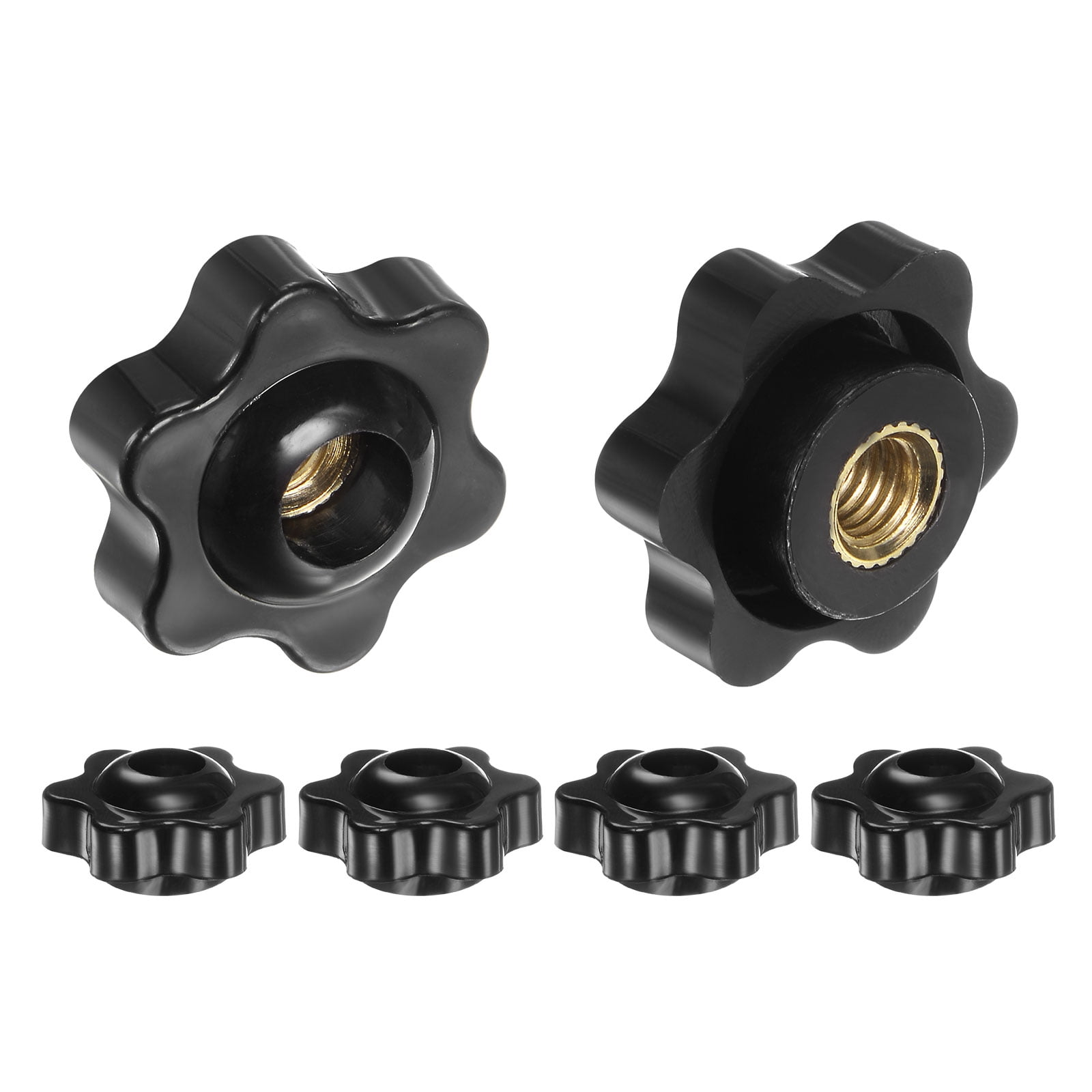 6 Pieces Star Knobs M6 Thread 25mm 6-Point Head Brass Insert Through ...