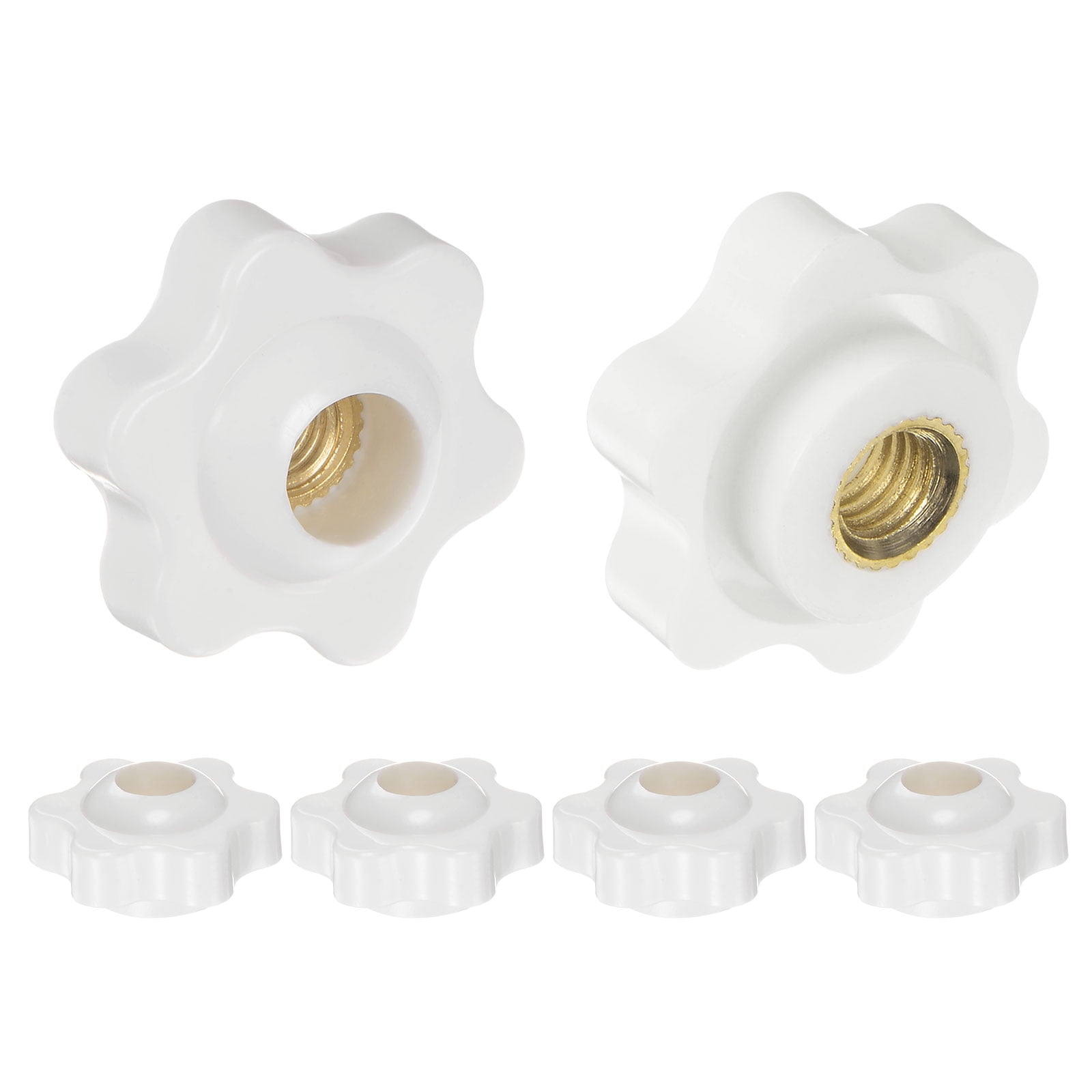 6 Pieces Star Knobs M6 Thread 25mm 6-Point Head Brass Insert Through ...