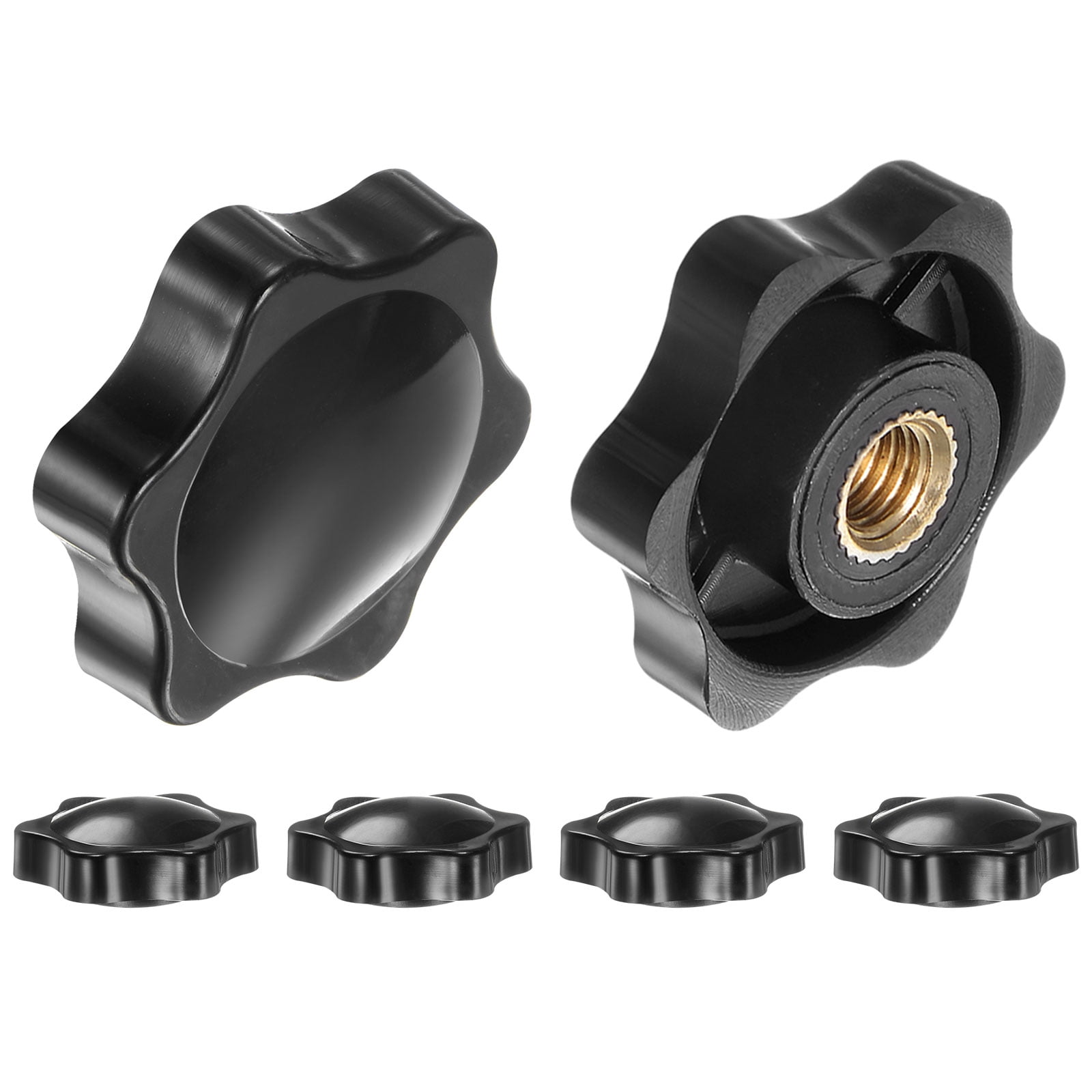 6 Pieces Star Knobs M8 Thread 32mm 6-Point Head Brass Insert Non ...