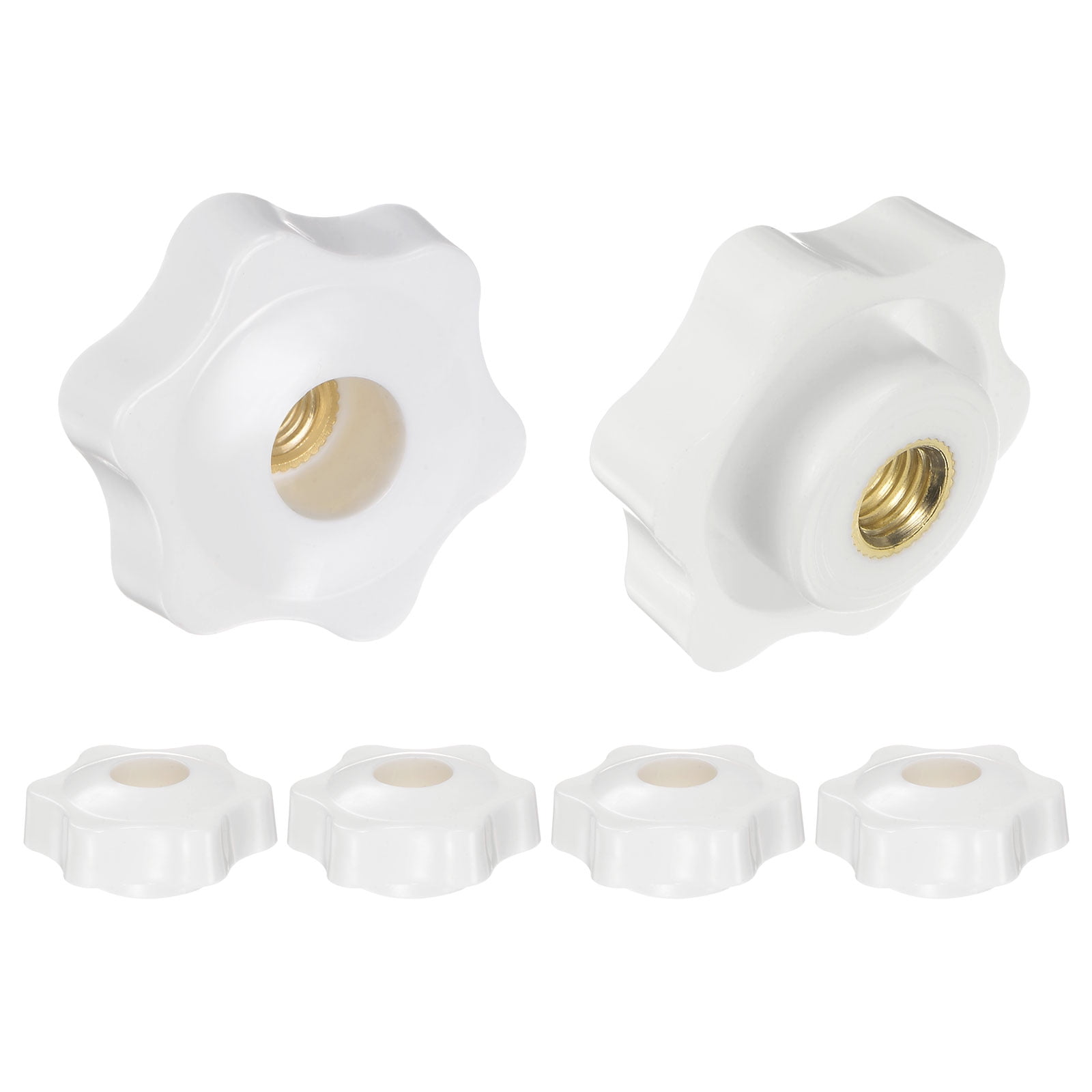 6 Pieces Star Knobs M8 Thread 38mm 6-Point Head Brass Insert Through ...