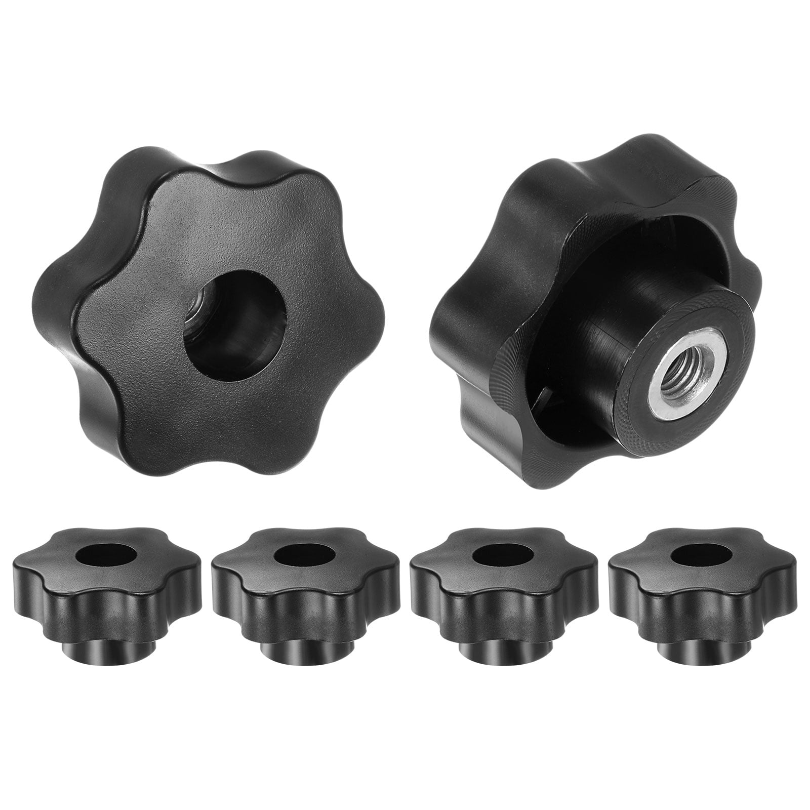 6 Pieces Star Knobs M8 Thread 48mm 6-Point Head Metal Insert Through ...
