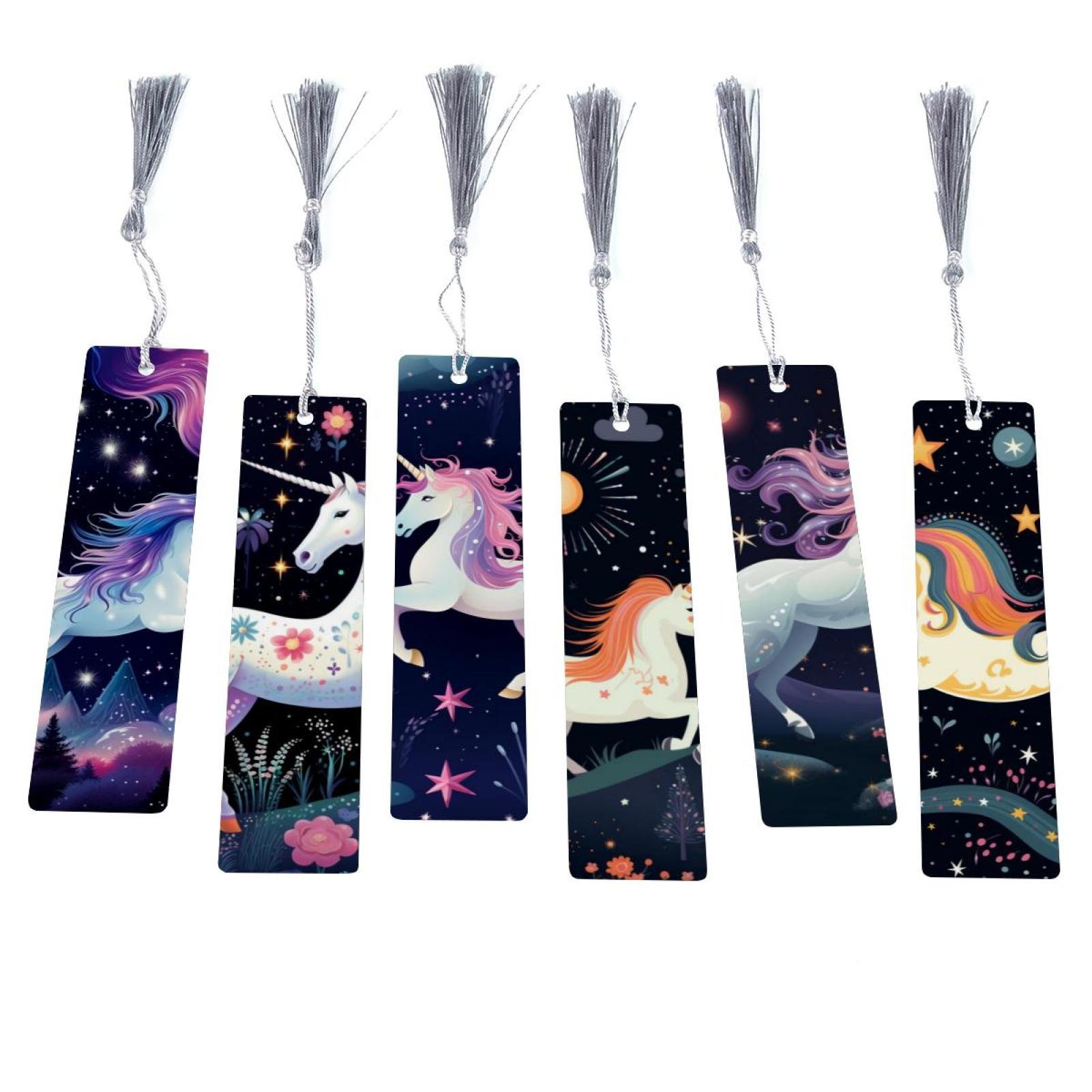 6 Pieces Starry Unicorn Bookmarks with Tassel - Walmart.com