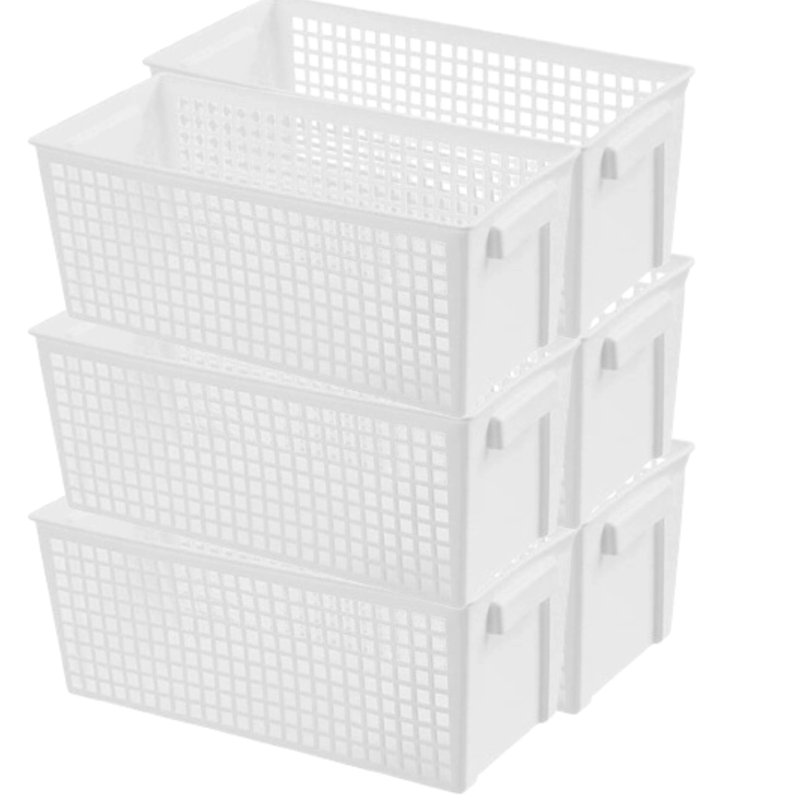 6 Pieces Storage Basket,White Storage Baskets Stackable Containers Box ...
