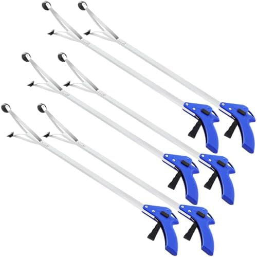 6 Pieces Suction Cup Reacher Grabber Tool 32 Inch Long Handle Trash ...