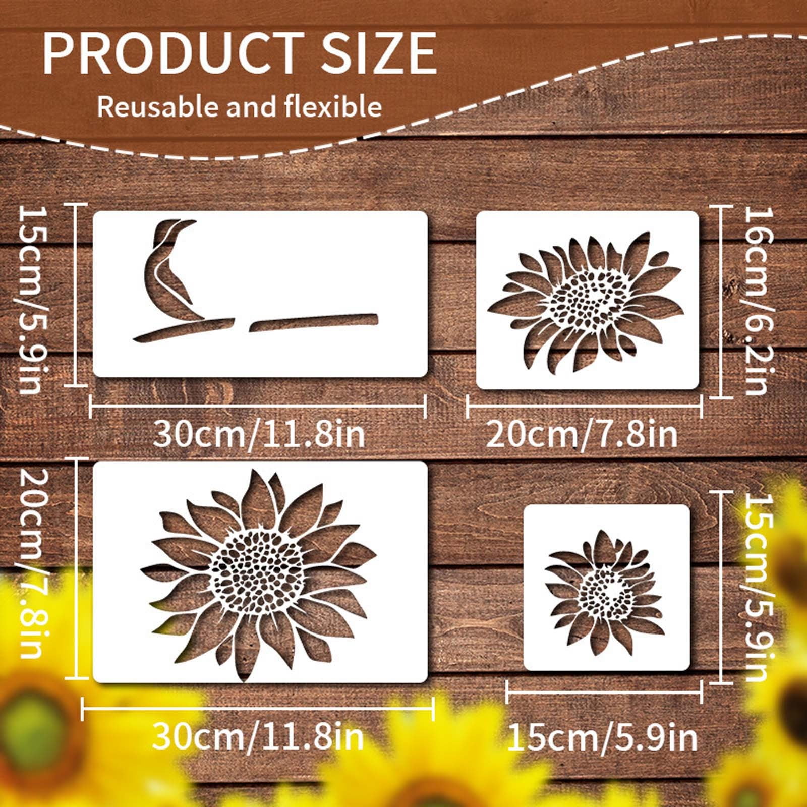 6 Pieces Sunflower Stencils Reusable Sunflowers Flower Stencils for ...