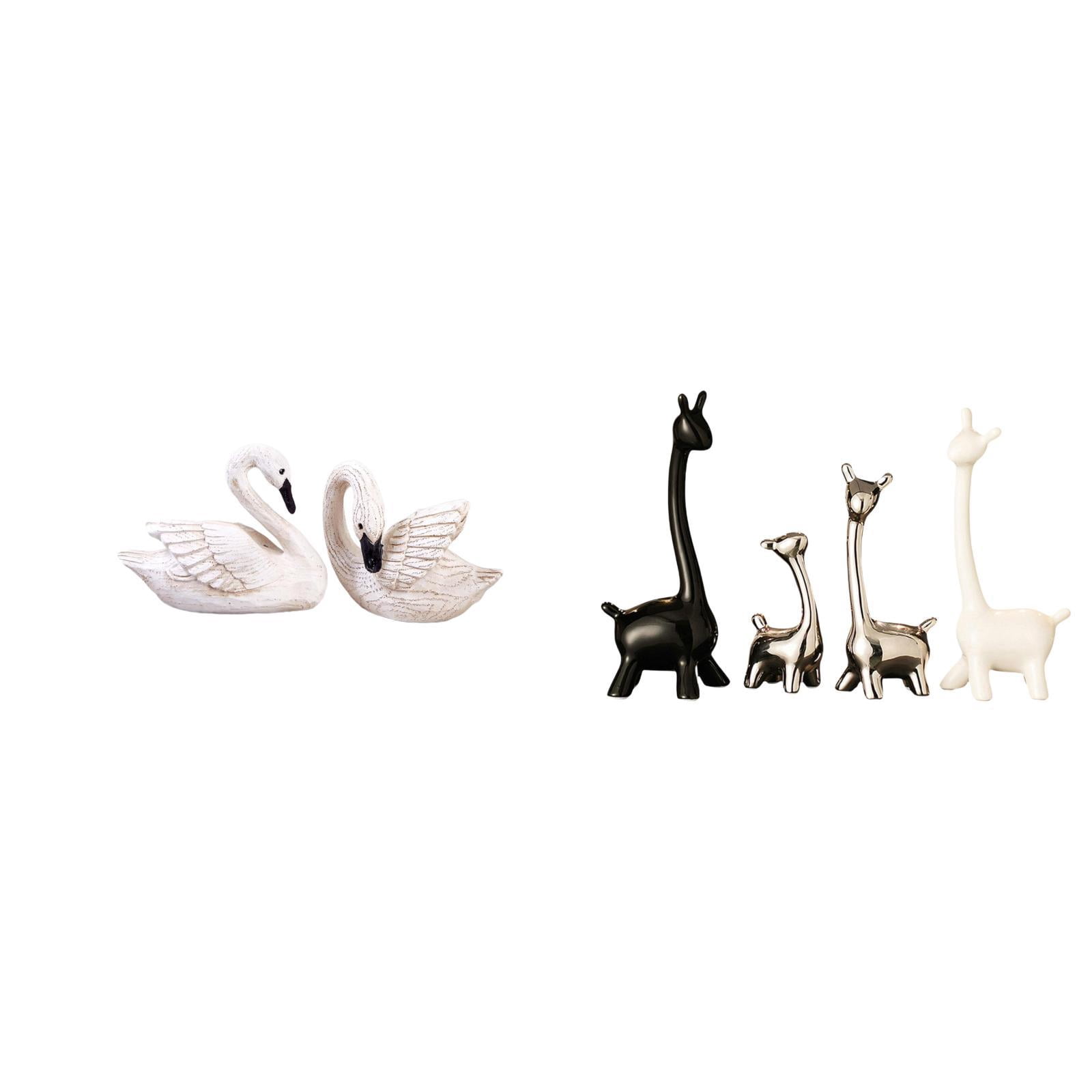 6 Pieces Swan Giraffe Deer Resin Sculpture Ornaments Lifelike Animal ...