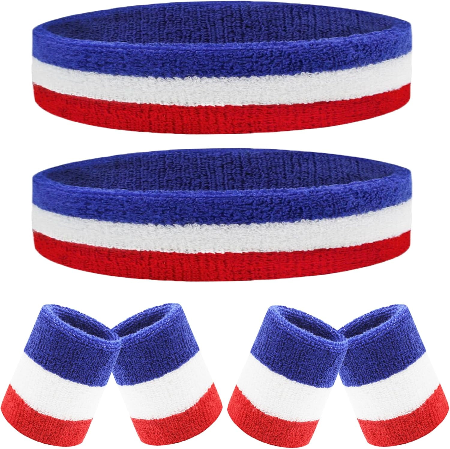 6 Pieces Sweatband Set Sports Headband Wristband Set, Moisture Wicking ...