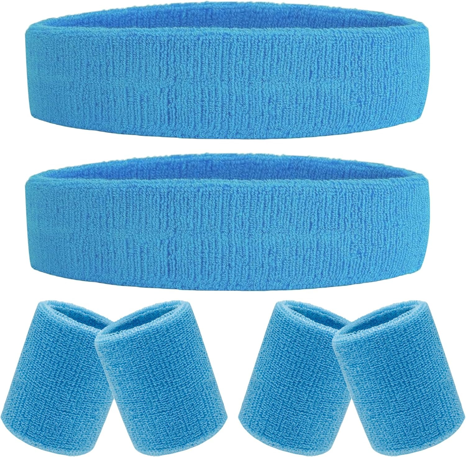 6 Pieces Sweatband Set Sports Headband Wristband Set, Moisture Wicking ...