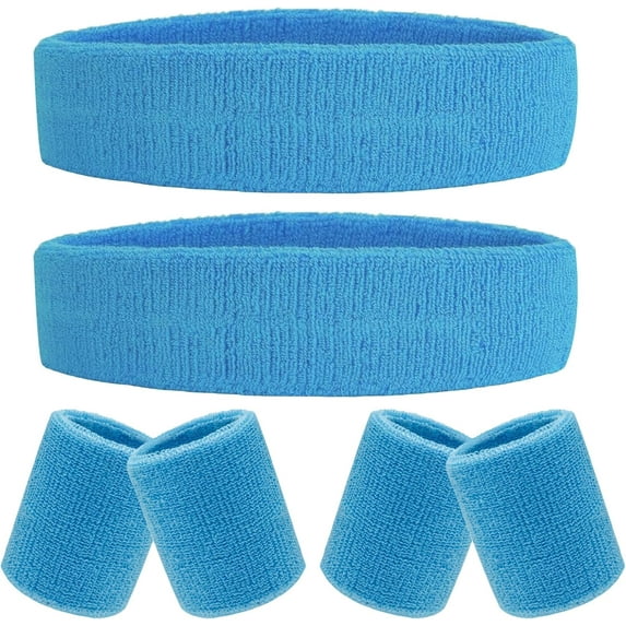6 Pieces Sweatband Set Sports Headband Wristband Set, Moisture Wicking Athletic Sweatbands 4 ...