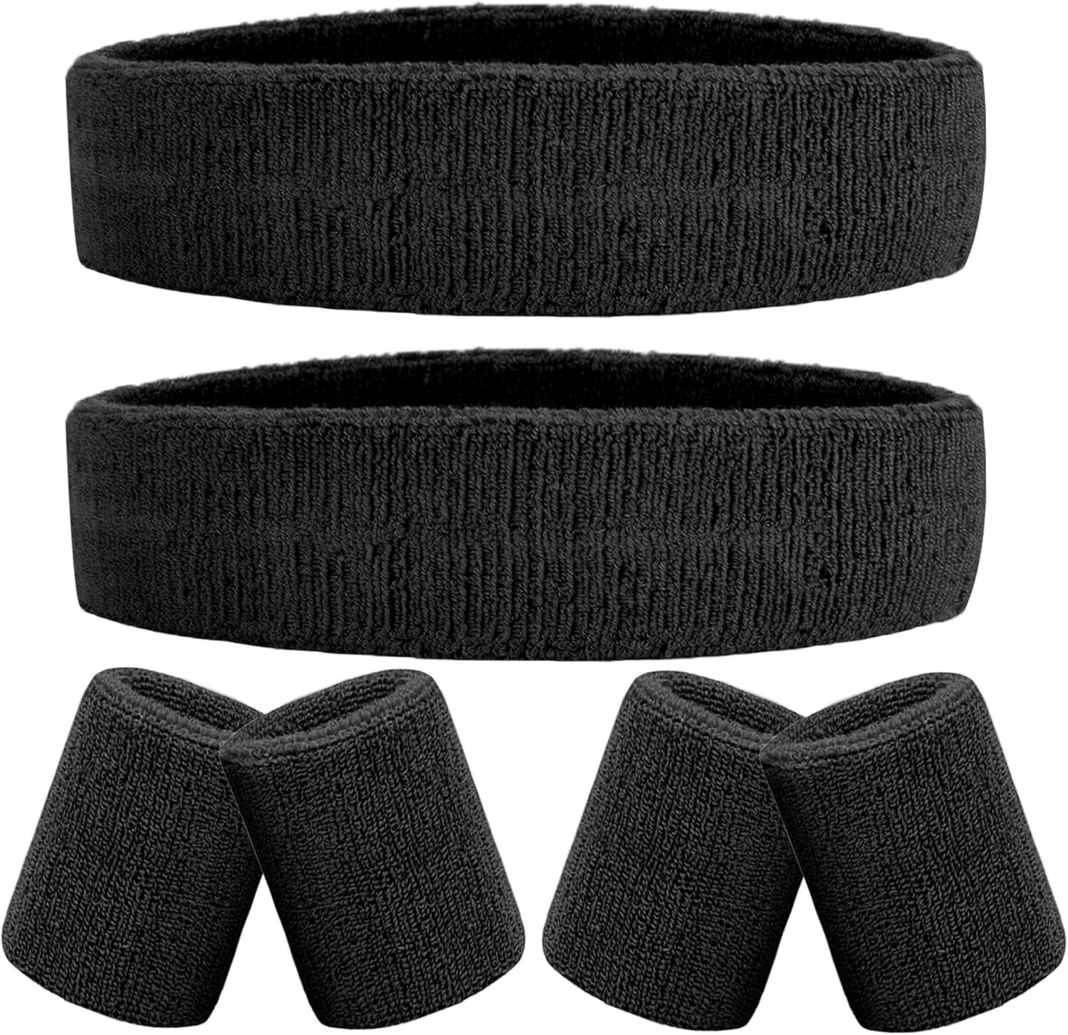 6 Pieces Sweatband Set Sports Headband Wristband Set, Moisture Wicking ...