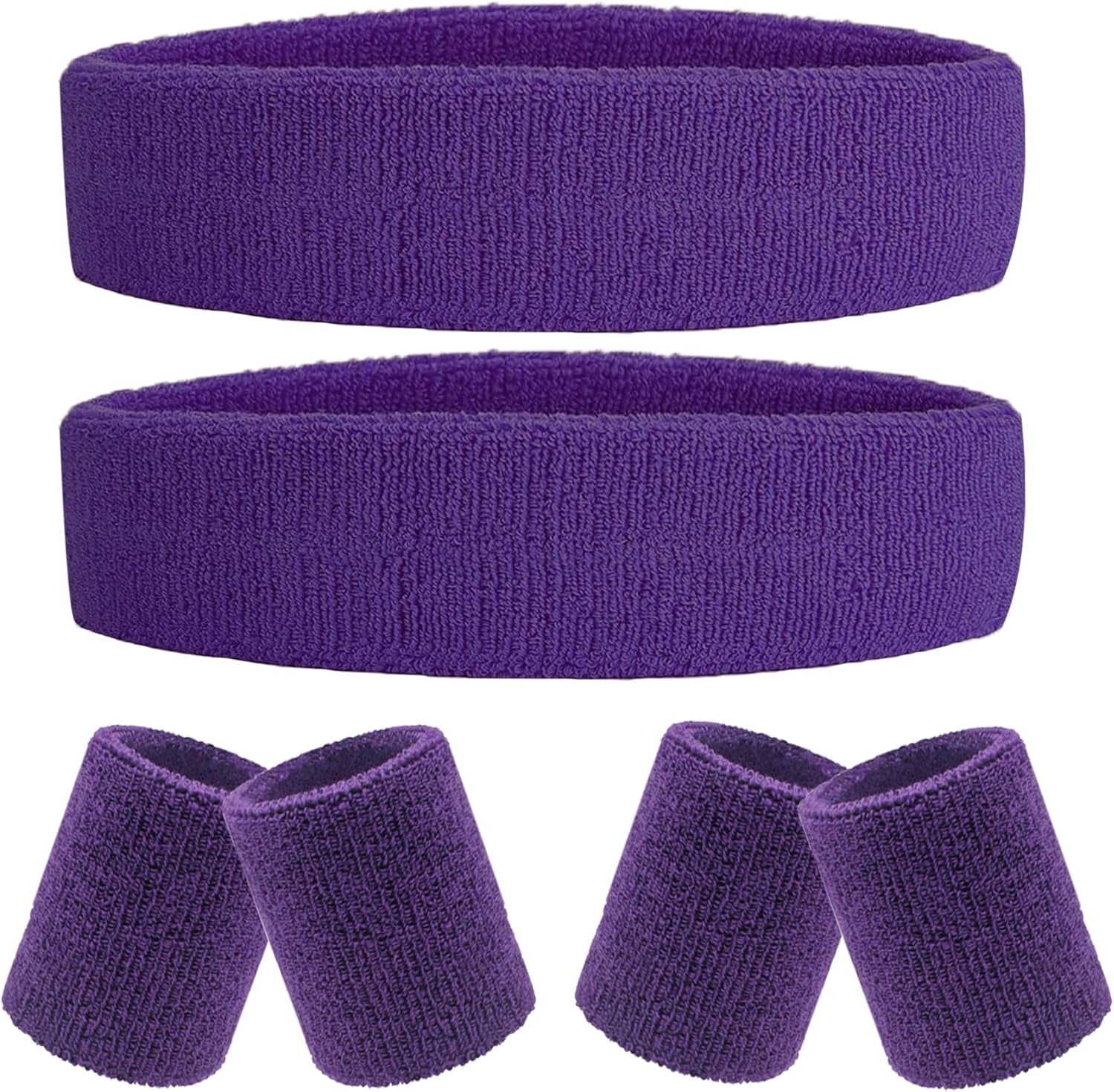 6 Pieces Sweatband Set Sports Headband Wristband Set, Moisture Wicking ...