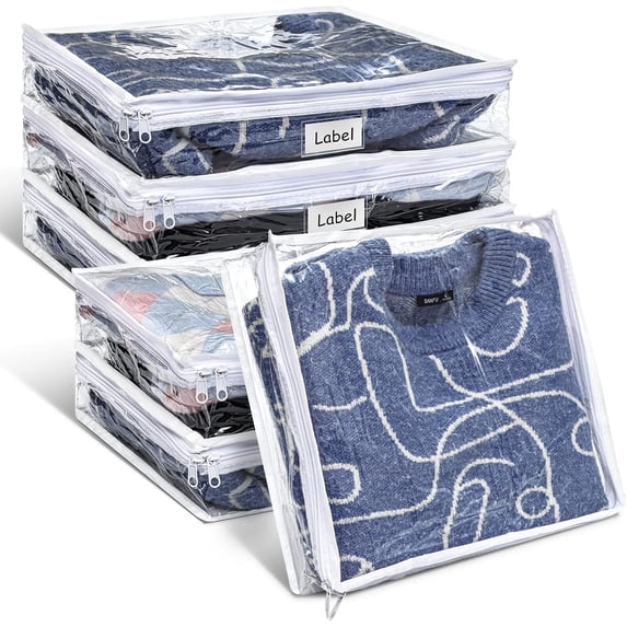 6 Pieces Sweater Storage Bags Plastic Clear PVC Clothes Storage Bags ...