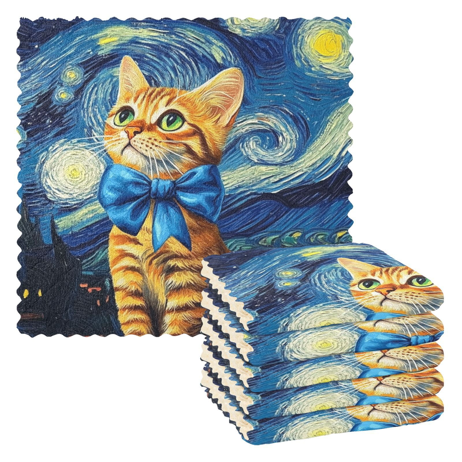 6 Pieces Thickened Double Polyester Fleece Kitchen Towel - 28x28cm ...