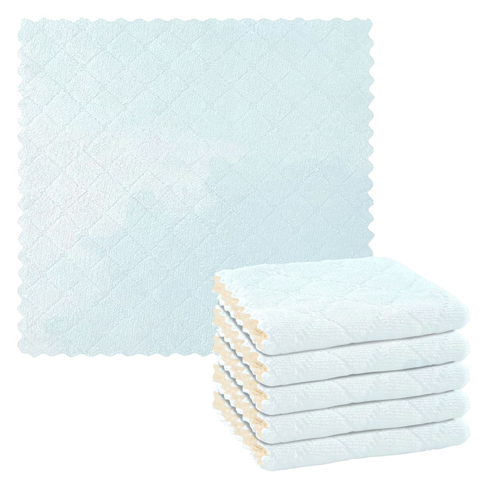 6 Pieces Thickened Double Polyester Fleece Kitchen Towel - 28x28cm ...