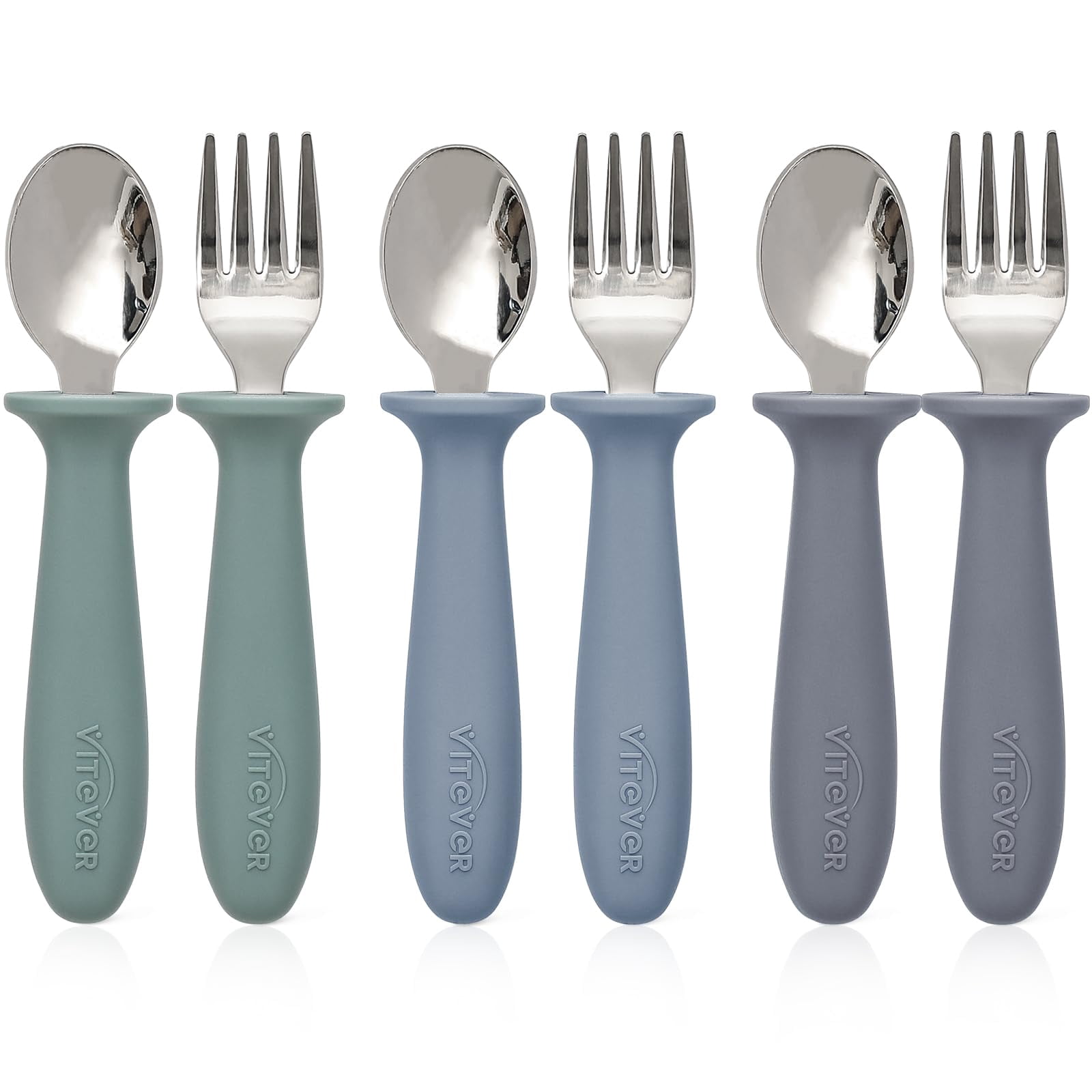 6 Pieces Toddler Utensils, Kids Safe Spoons and Forks, Children ...