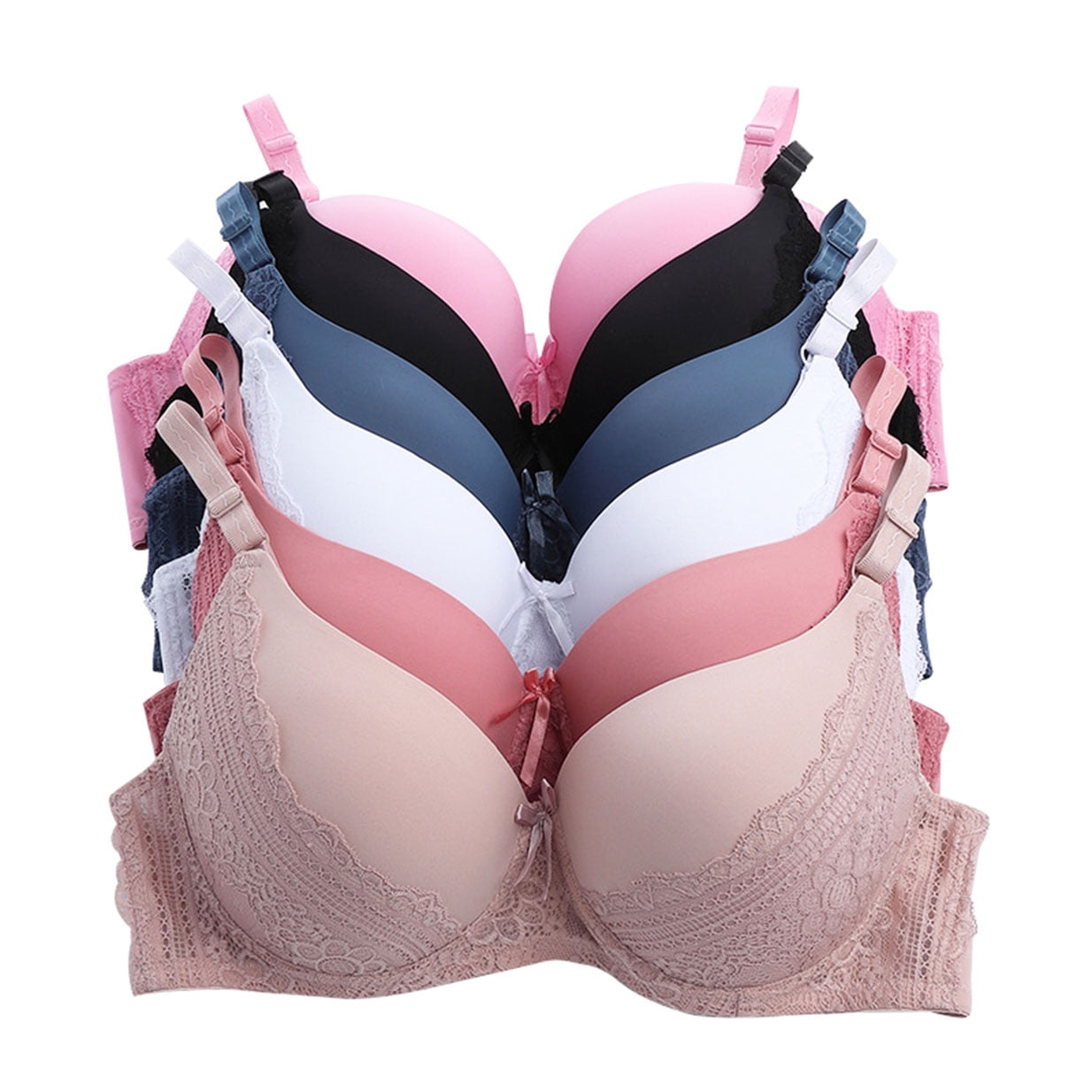 6 Pieces Underwired Pushup Women Gentle Push Up Bra B and C Cup (38C) - Walmart.com