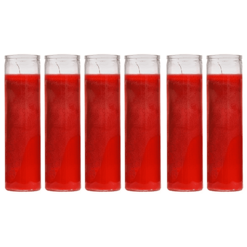 6 Pieces Unscented Red Devotional Prayer Glass Container Candle ...