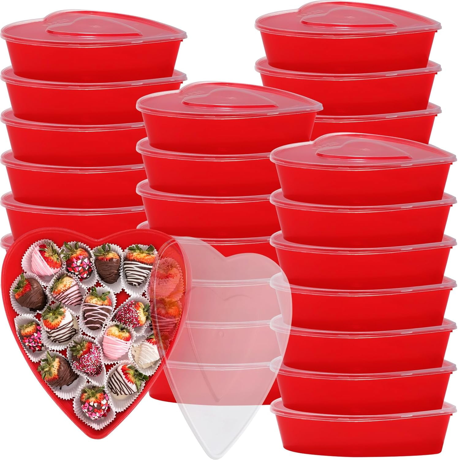 6 Pieces Valentine's Day Heart Shaped Storage Containers 22 oz / 650 ml ...